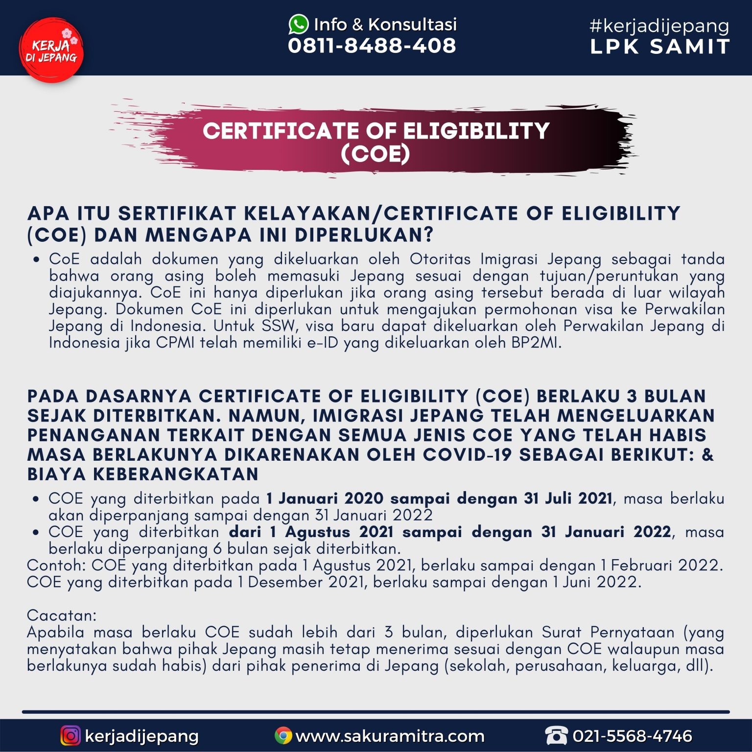Certificate of Eligibility (CoE) – LPK SAMIT Lembaga Pelatihan dan ...